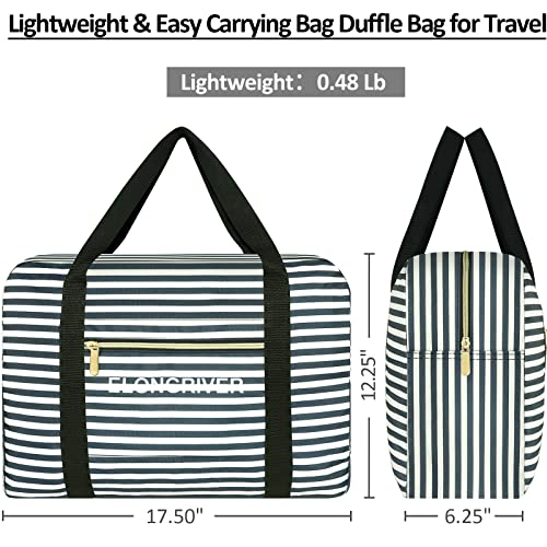 Travel Duffel Bag Foldable Weekender Overnight Bag for Men Women Lightweight Carry on Tote Bag For Spirit Airlines Blue White Stripes