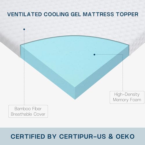 3 Inch Gel Memory Foam Mattress Topper King Size, Cooling Mattress Pad for Back Pain, with Removable Bamboo Cover,Bed Topper Soft & Breathable