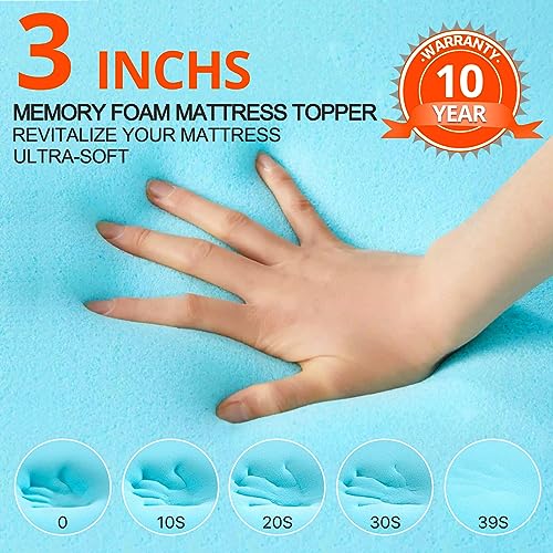 3 Inch Gel Memory Foam Mattress Topper King Size, Cooling Mattress Pad for Back Pain, with Removable Bamboo Cover,Bed Topper Soft & Breathable
