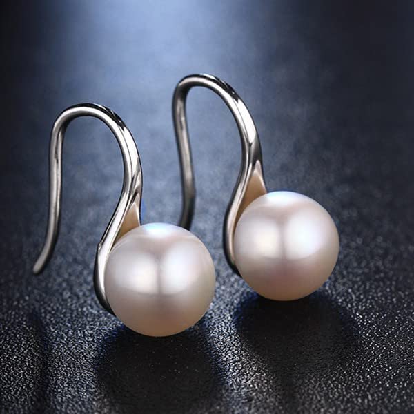 HUGE TOMATO AAA Freshwater Pearl Drop Earrings 8-9mm Sterling Silver and 14k Gold Real Pearl Earrings