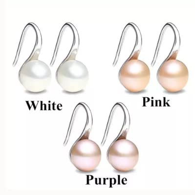 HUGE TOMATO AAA Freshwater Pearl Drop Earrings 8-9mm Sterling Silver and 14k Gold Real Pearl Earrings