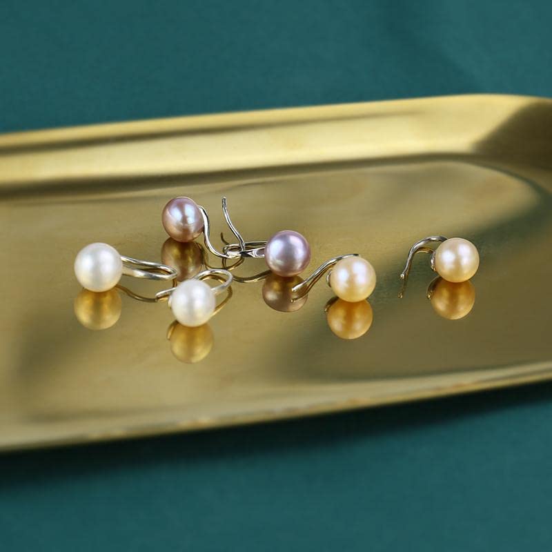 HUGE TOMATO AAA Freshwater Pearl Drop Earrings 8-9mm Sterling Silver and 14k Gold Real Pearl Earrings