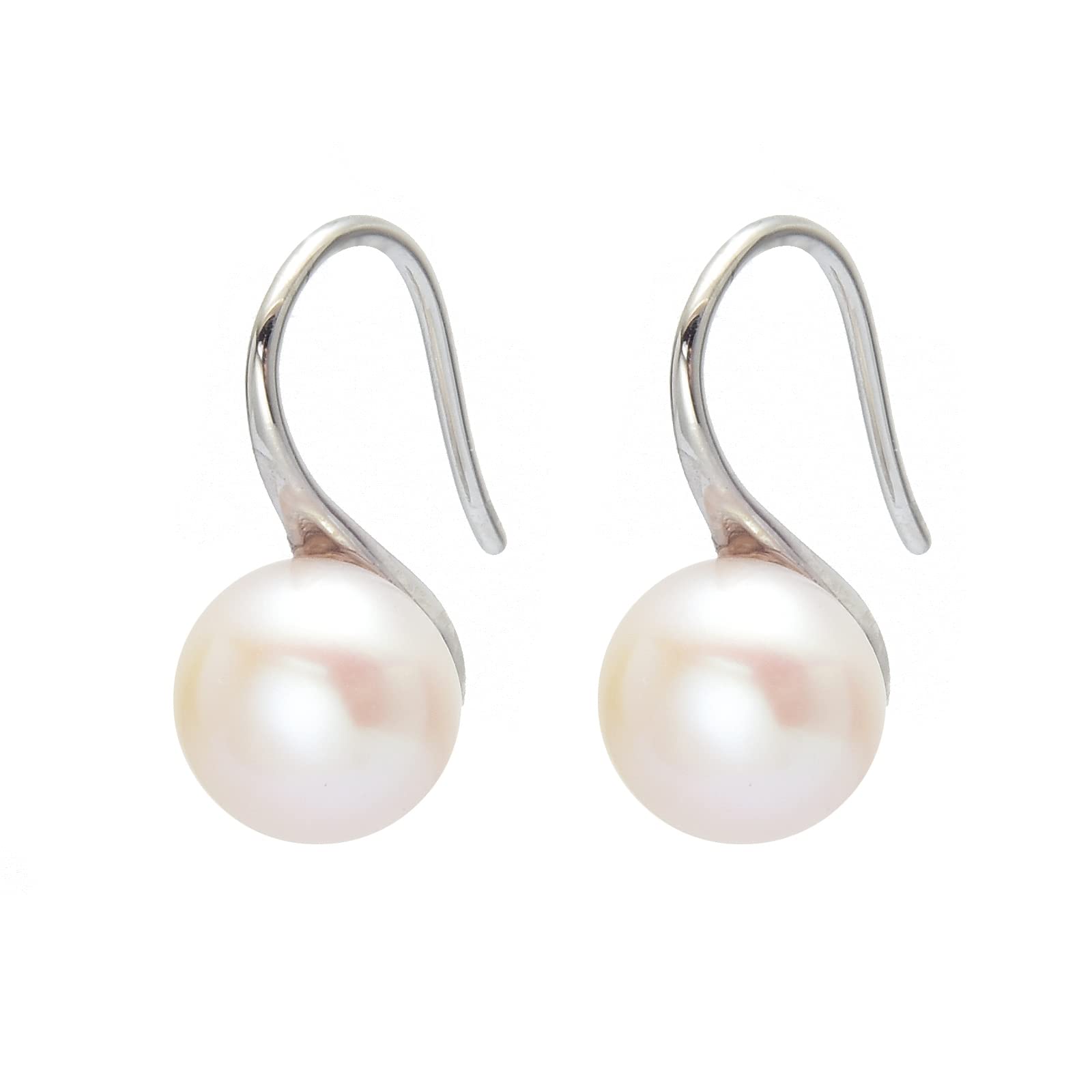 HUGE TOMATO AAA Freshwater Pearl Drop Earrings 8-9mm Sterling Silver and 14k Gold Real Pearl Earrings