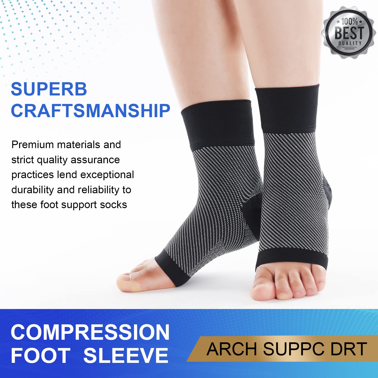 MERUYOO Ankle Brace Compression Sleeve (2 Pairs) Plantar Fasciitis Relief Socks for Women and Men, Compression Socks for Arch Support, Achilles Tendon, Neuropathy, Spain
