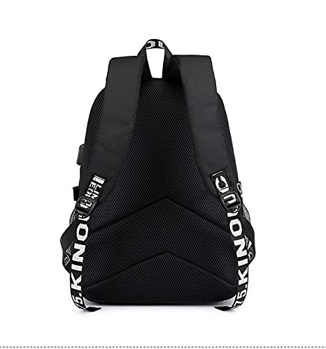 Anime Backpack Shoulder Bag with USB Charging Port Unisex Anime School Bookbag Laptop Backpack Daypack (D)