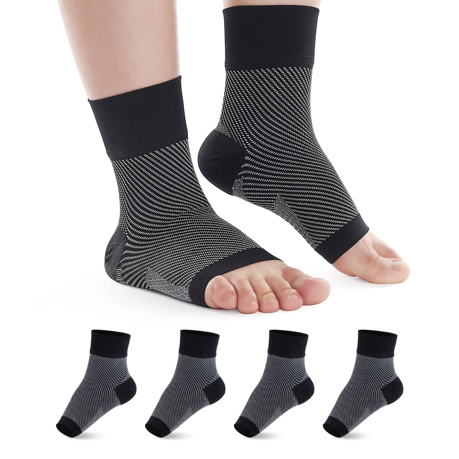 MERUYOO Ankle Brace Compression Sleeve (2 Pairs) Plantar Fasciitis Relief Socks for Women and Men, Compression Socks for Arch Support, Achilles Tendon, Neuropathy, Spain,