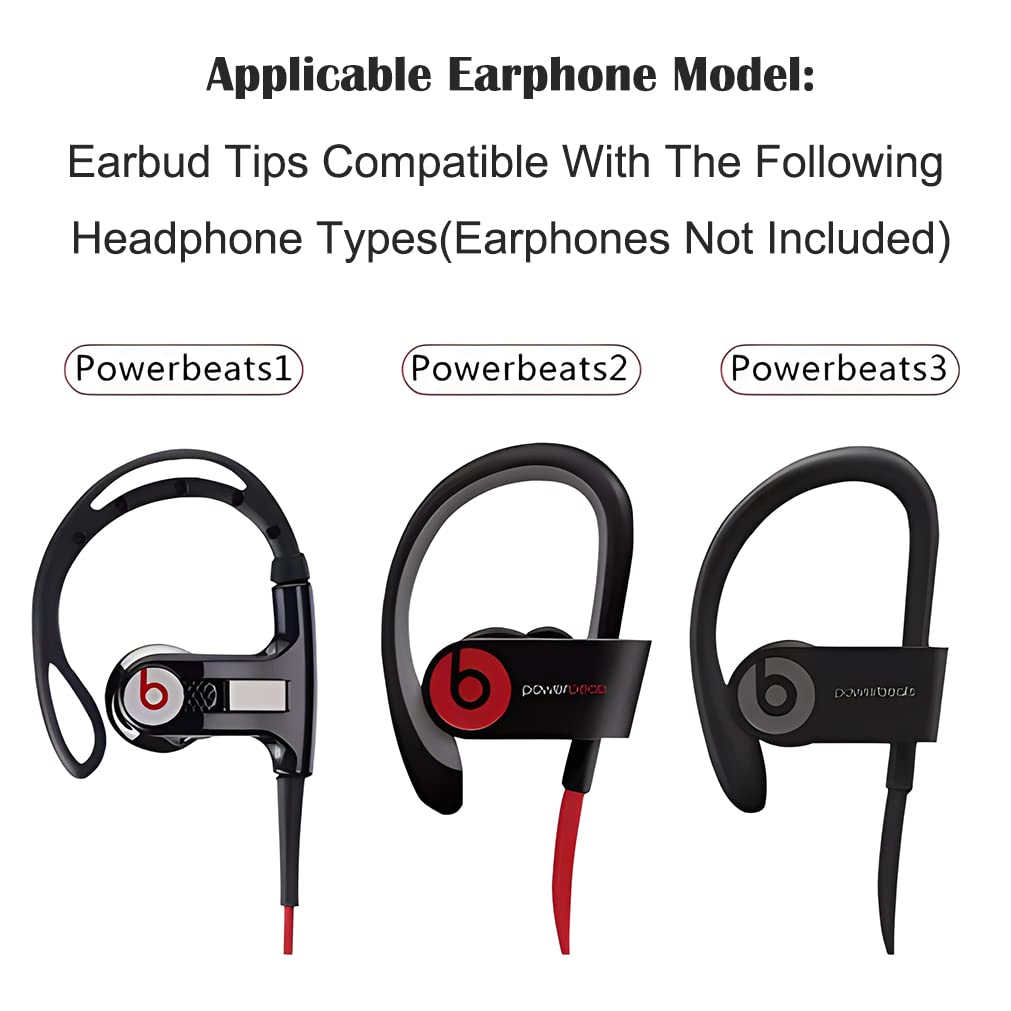 Earbud Tips Replacement for Powerbeats 1 2 3 Wireless Beats by Dre Headphones - Silicone Cover Compatible With Earbuds, 4 Pairs (Black)