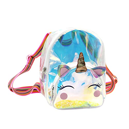 Holographic Clear Unicorn Girl Backpack Purse See-through Casual Daypack Satchel Travel Shoulder Bag