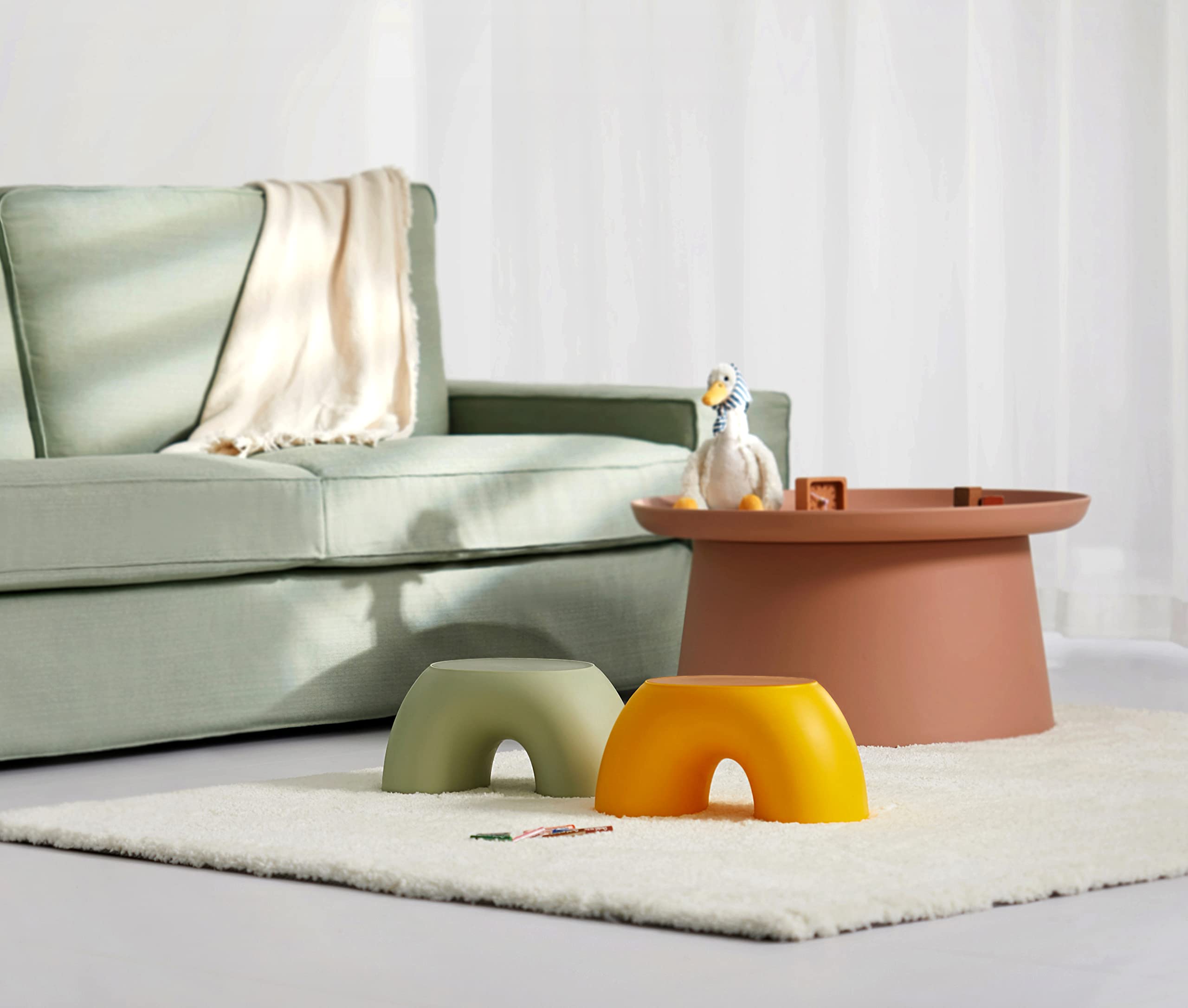 LAN ZHANG GUI Kid Stool Children's Stool Rainbow Stool Foot Stool is Suitable for Living Room bedrooms, Study, Kitchen and Bathroom, etc. (Green)