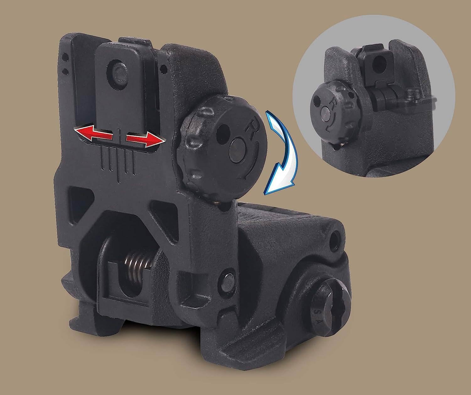 ADEGRIN Nylon Sight Front and Rear Flip Sights can be Mounted on Any Picatinny or Weaver Rail(Black)