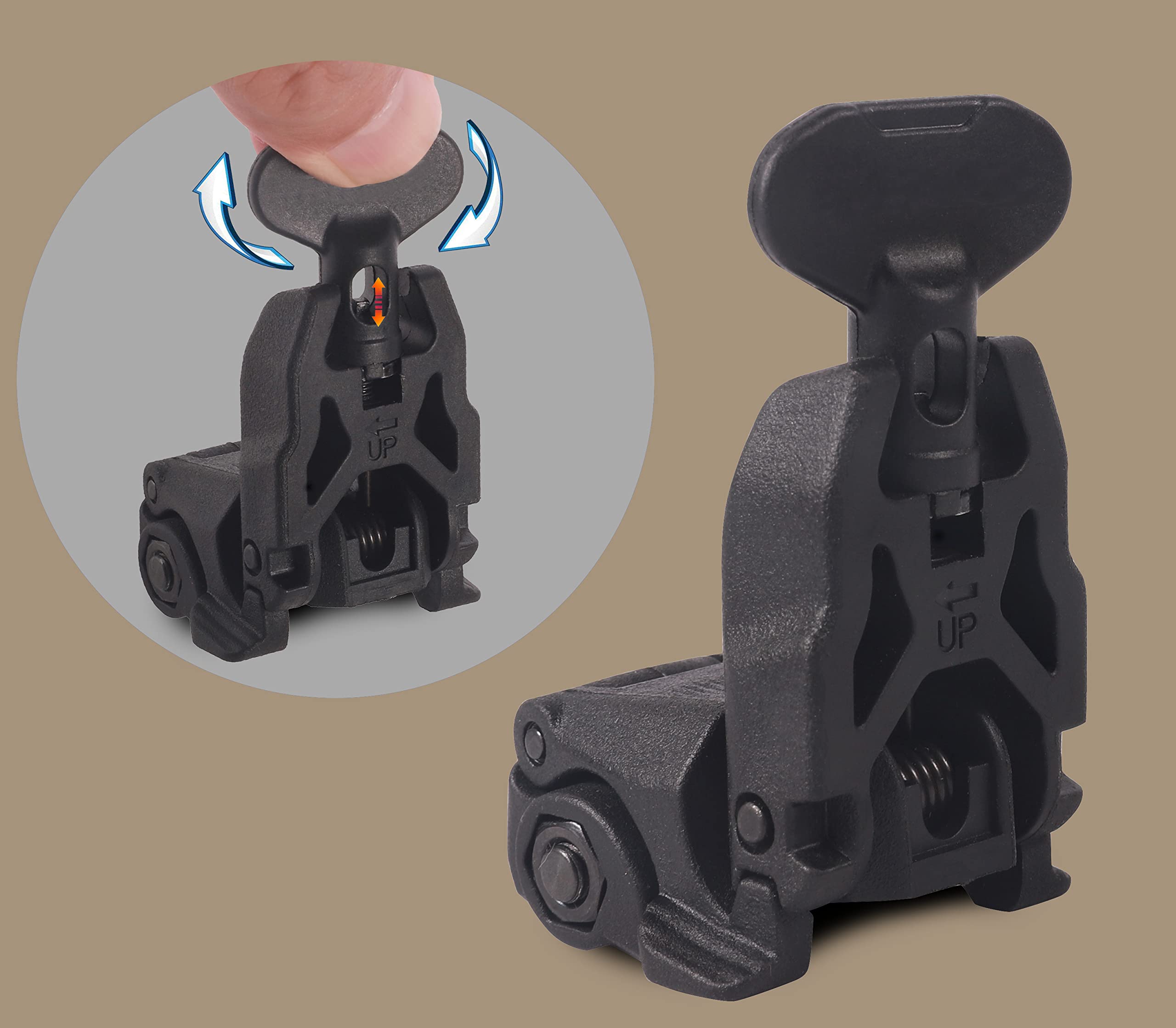 ADEGRIN Nylon Sight Front and Rear Flip Sights can be Mounted on Any Picatinny or Weaver Rail(Black)