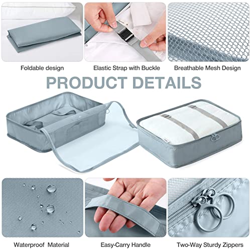8 Pack Luggage Packing Organizers Packing Cubes Waterproof Suitcase Organizer Bags Travel Packing Organizers (Gray)