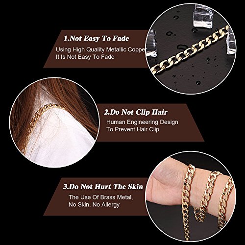 Swpeet 3Pcs Luxury Fashion 47 Inche Replacement Flat Chain Strap with Buckles Set, Perfect for DIY Metal Shoulder Cross Body Bag Hand Bag Purse Replacement ( Gold + Silver+ Gun-Black