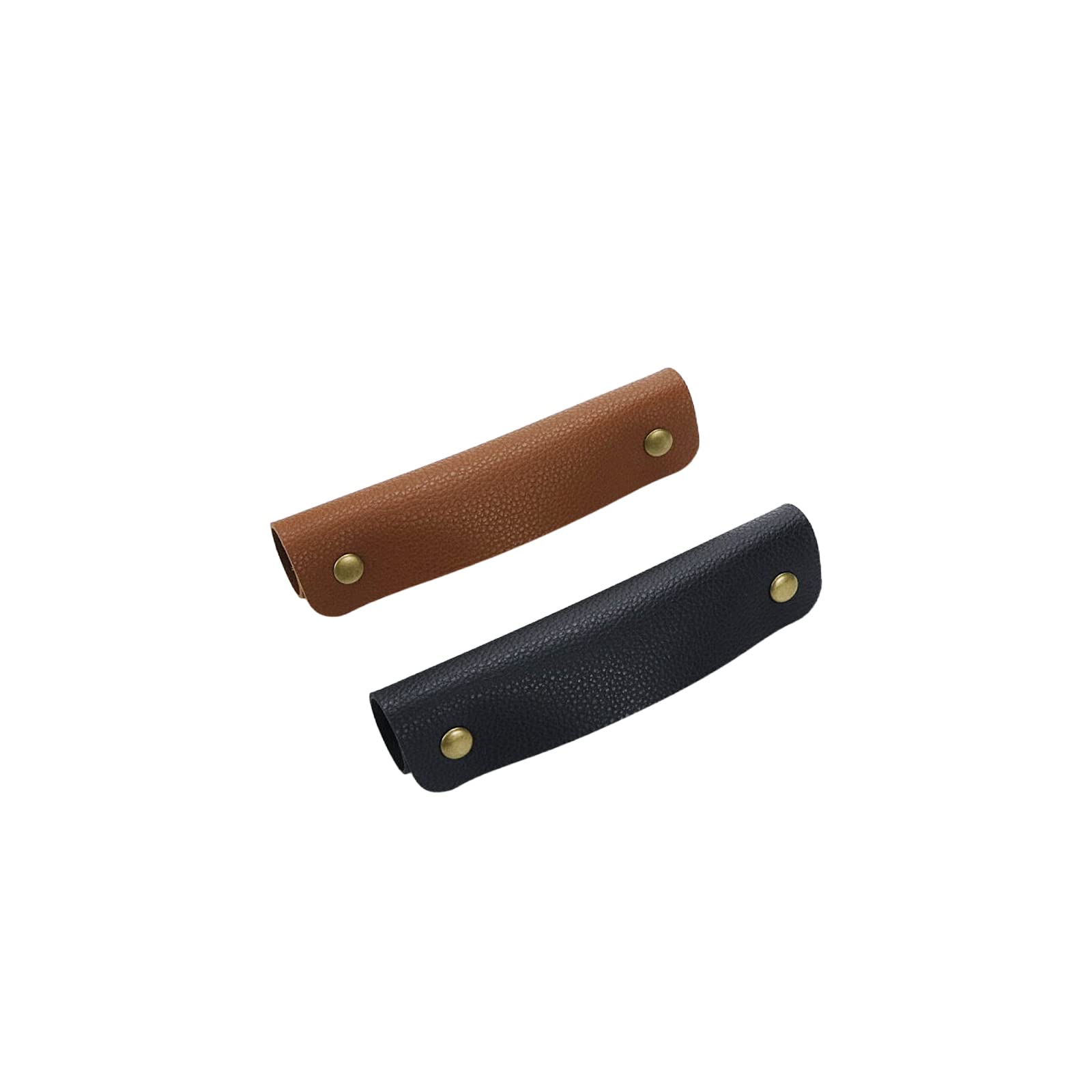 KUMGROT 4pcs PU Leather Women's Handbag Handle Protector Strap Covers for Purse, Handbag, Paper Bag Handle Protective Cover,Black and Brown