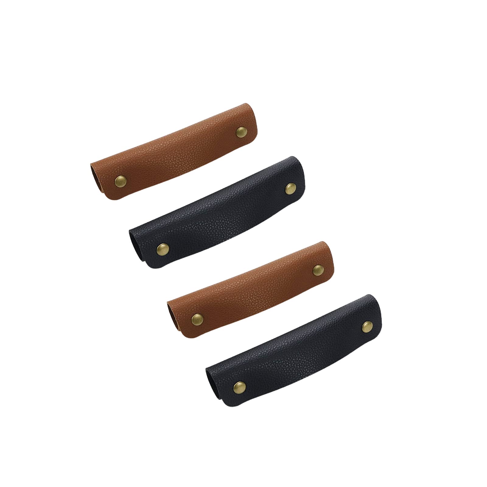 KUMGROT 4pcs PU Leather Women's Handbag Handle Protector Strap Covers for Purse, Handbag, Paper Bag Handle Protective Cover,Black and Brown