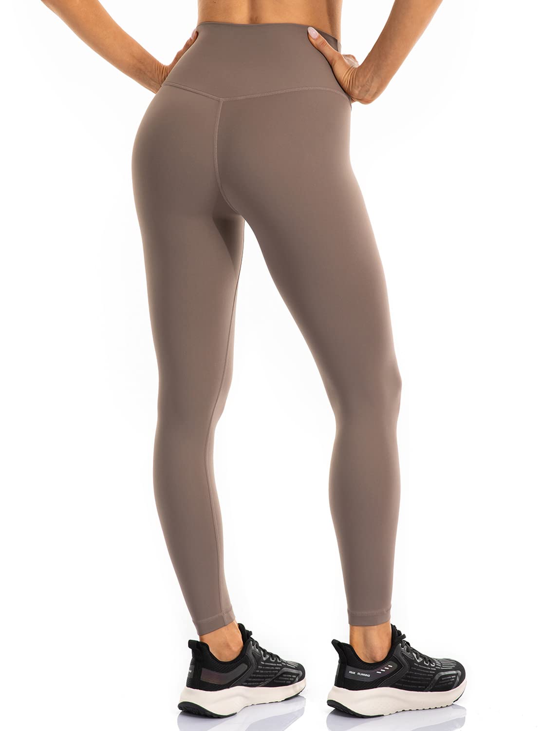 Ukaste Women's Studio Essential High-Rise Yoga Leggings 25" - Soft Stretch Workout Active Tights Pants (Desert Taupe, 6)