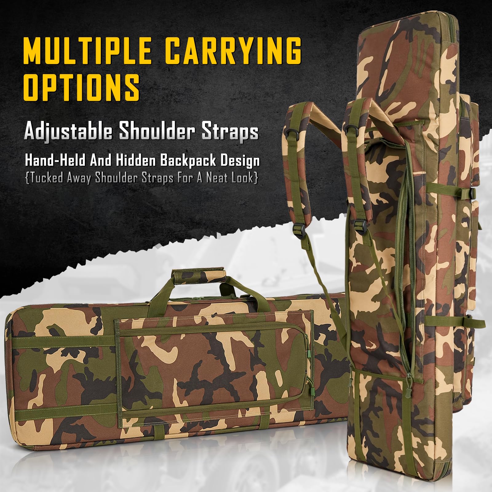 DULCE DOM 36 inch Double Case Soft Bag Gun Case, Perfect for Pistol Storage and Transportation, All Around Shooting Range Rifle Backpack, Indoor Outdoor