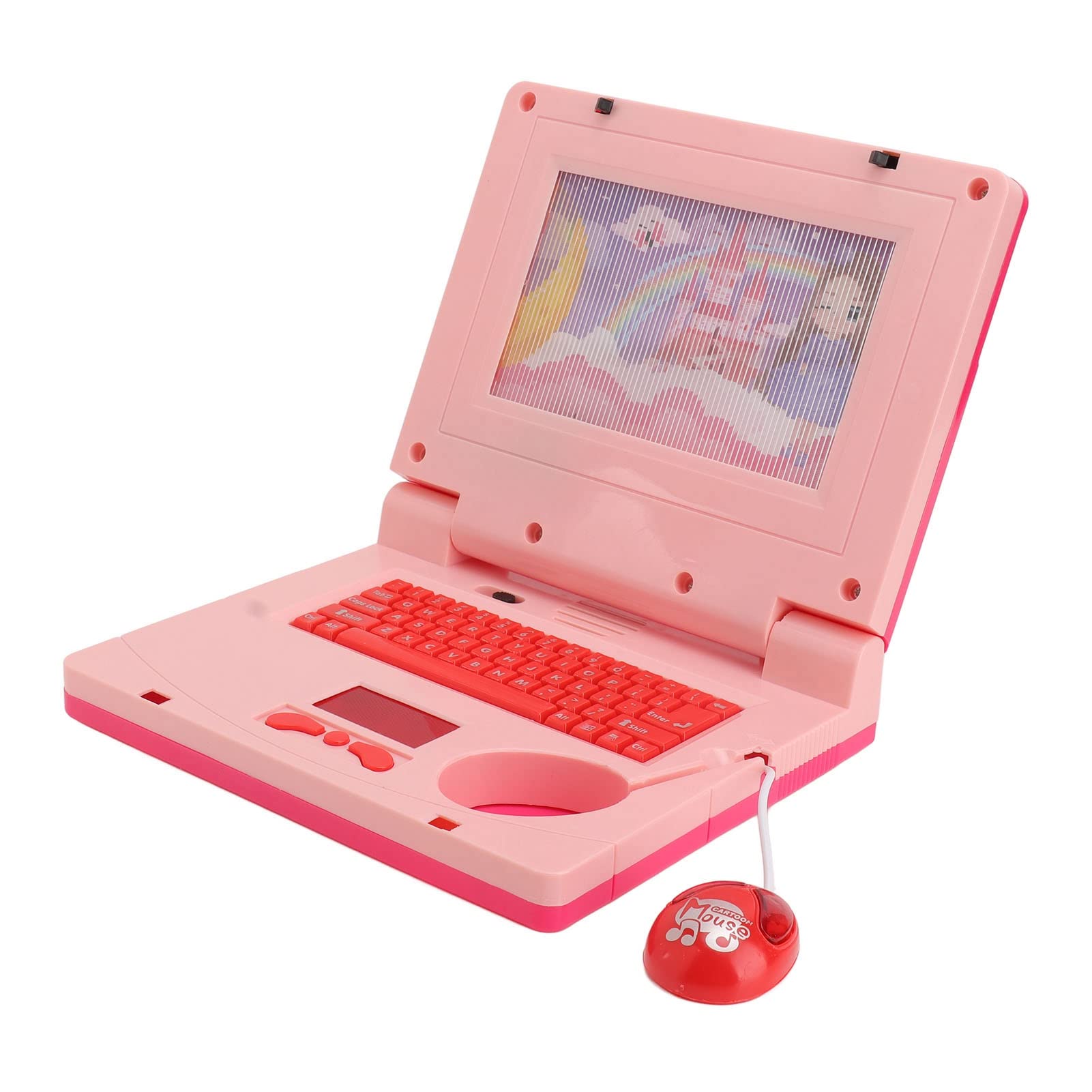 Kids Exploration Toy Laptop Educational Learning Computer, Children's Educational Interactive Computer with 20 Learning Activities and 30 Pieces of Popular Music, Birthday (Pink)