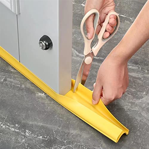 Under Door Draft Stopper, Bottom Seal Weather Stripping - Removable and Washable Insulation Noise Dustproof Strip,Yellow,Blue,Gray, White,Brownunder Bottom Door Weather Stripping (White)