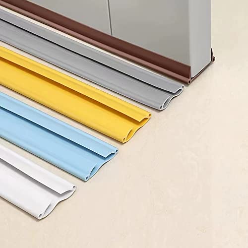 Under Door Draft Stopper, Bottom Seal Weather Stripping - Removable and Washable Insulation Noise Dustproof Strip,Yellow,Blue,Gray, White,Brownunder Bottom Door Weather Stripping (White)
