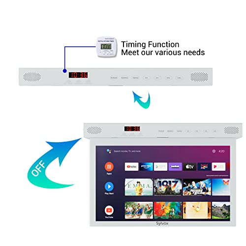 SYLVOX 15.6" Kitchen Smart TV Flap Down Screen TV Google TV Supports LED Clock Alarm Clock WiFi & Wireless Connection, Storage Design, can be Installed in The Bottom of The Cabinet (KT16A0KGGA)