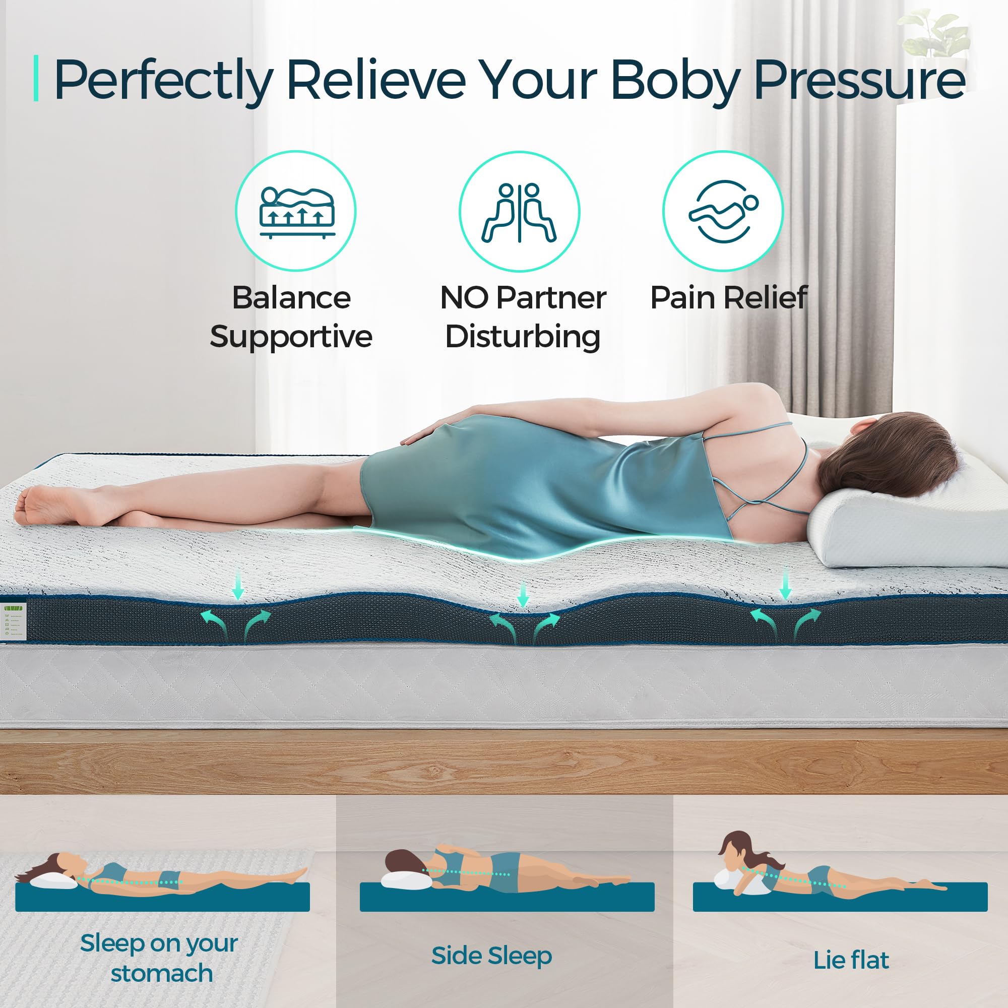 LINSY LIVING Memory Foam Mattress Topper King, 3-Inch Memory Foam Mattress Topper King Size, Gel Infused with Removable Cover, 2-Layer Ventilated Design, CertiPUR-US Certified