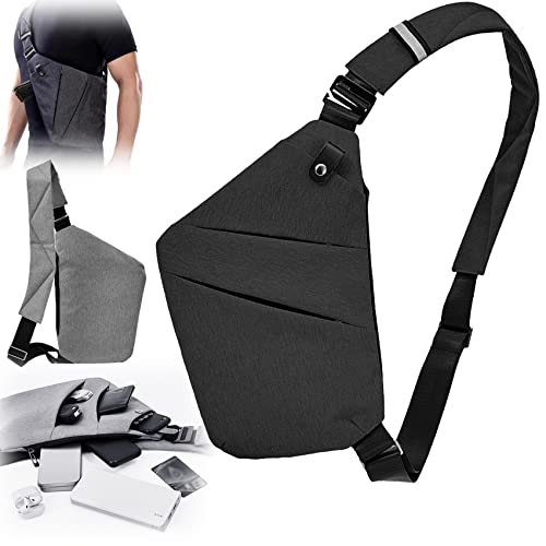 CHLOEF Personal Flex Bag, Fashion Anti-Thief Slim Sling Bag, Side Crossbody Backpack for Outdoor (Black,Right)