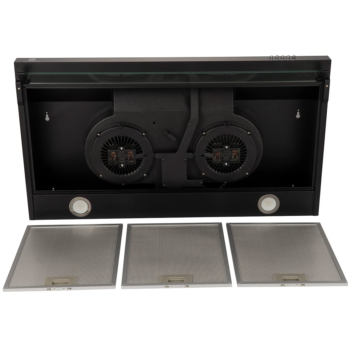 HTH HTHomeprod 36 Inch Under Cabinet Range Hood Stainless Steel Kitchen Stove Vent 3 Speeds Exhaust Fan Black Color
