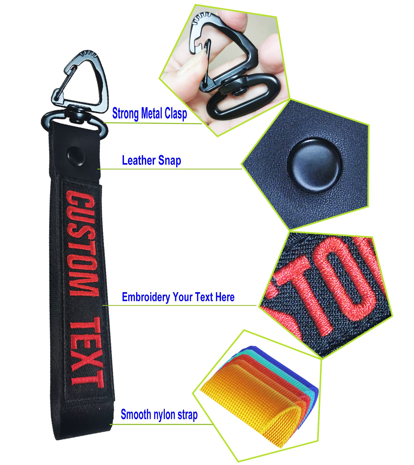 Uayma Keychain Wristlet Lanyard embroidery, personalized lanyard keychain for women and men travel, Nylon belt lanyard for car keys (Triangle Hook)