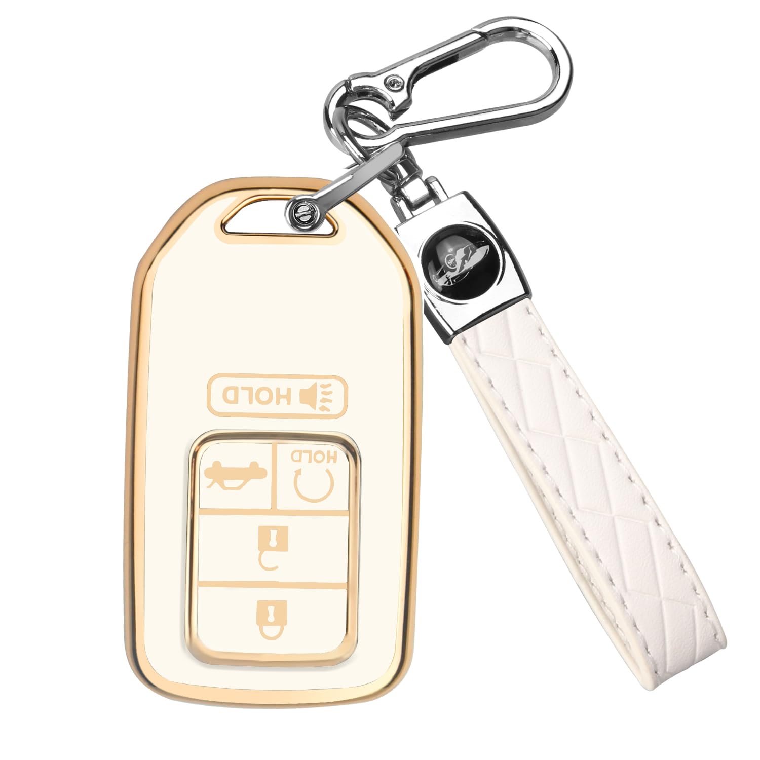 QBUC for Honda Key Fob Cover Case with Keychain for Honda Accord Civic CR-V CRV Pilot Passport Insight EX EX-L 5 Buttons