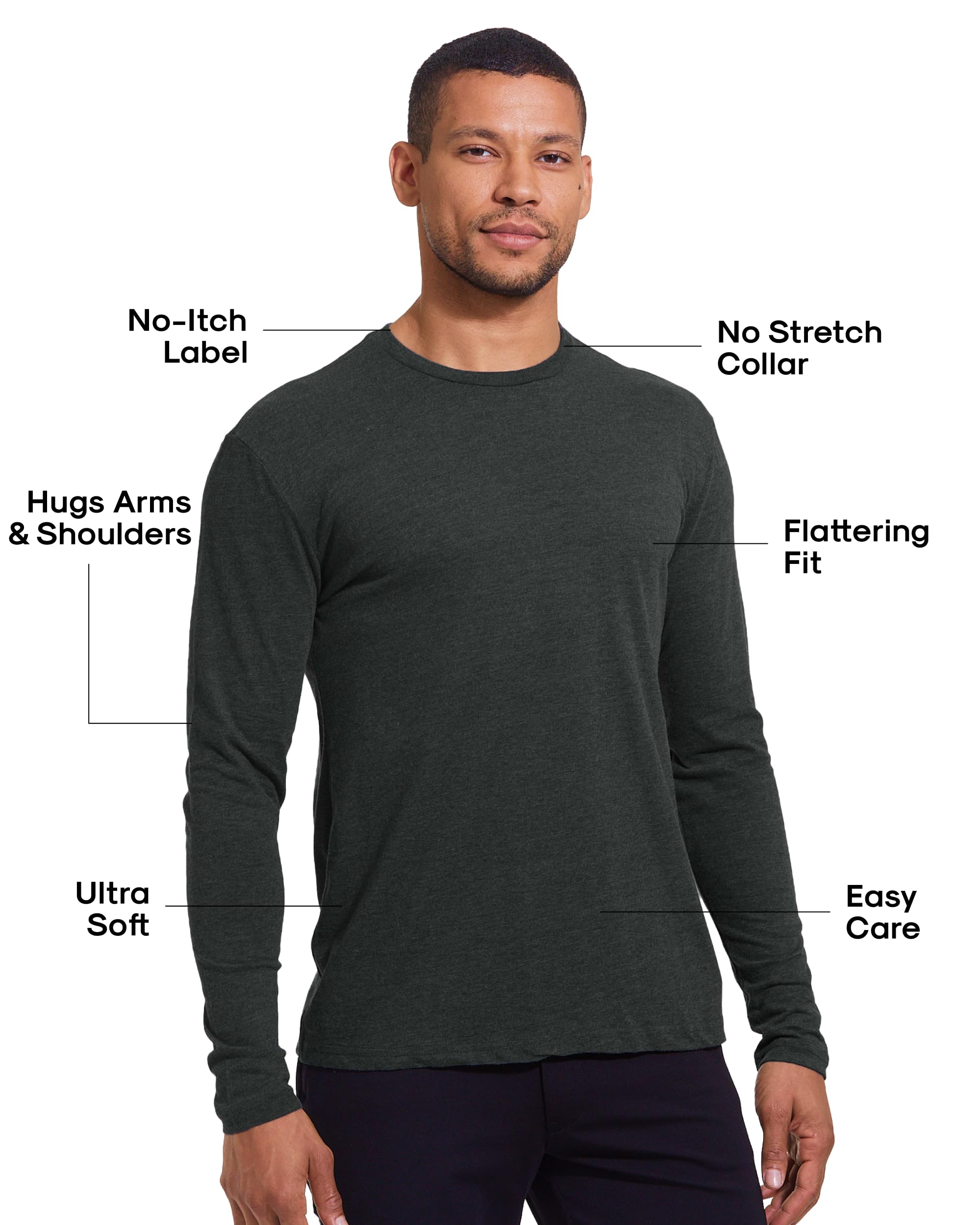 True Classic Mens Long Sleeve Thermal Tee Shirts - Crew Neck Long Sleeve Thermal T Shirt - Regular, Pack of 1, Charcoal Heather Gray, XXL