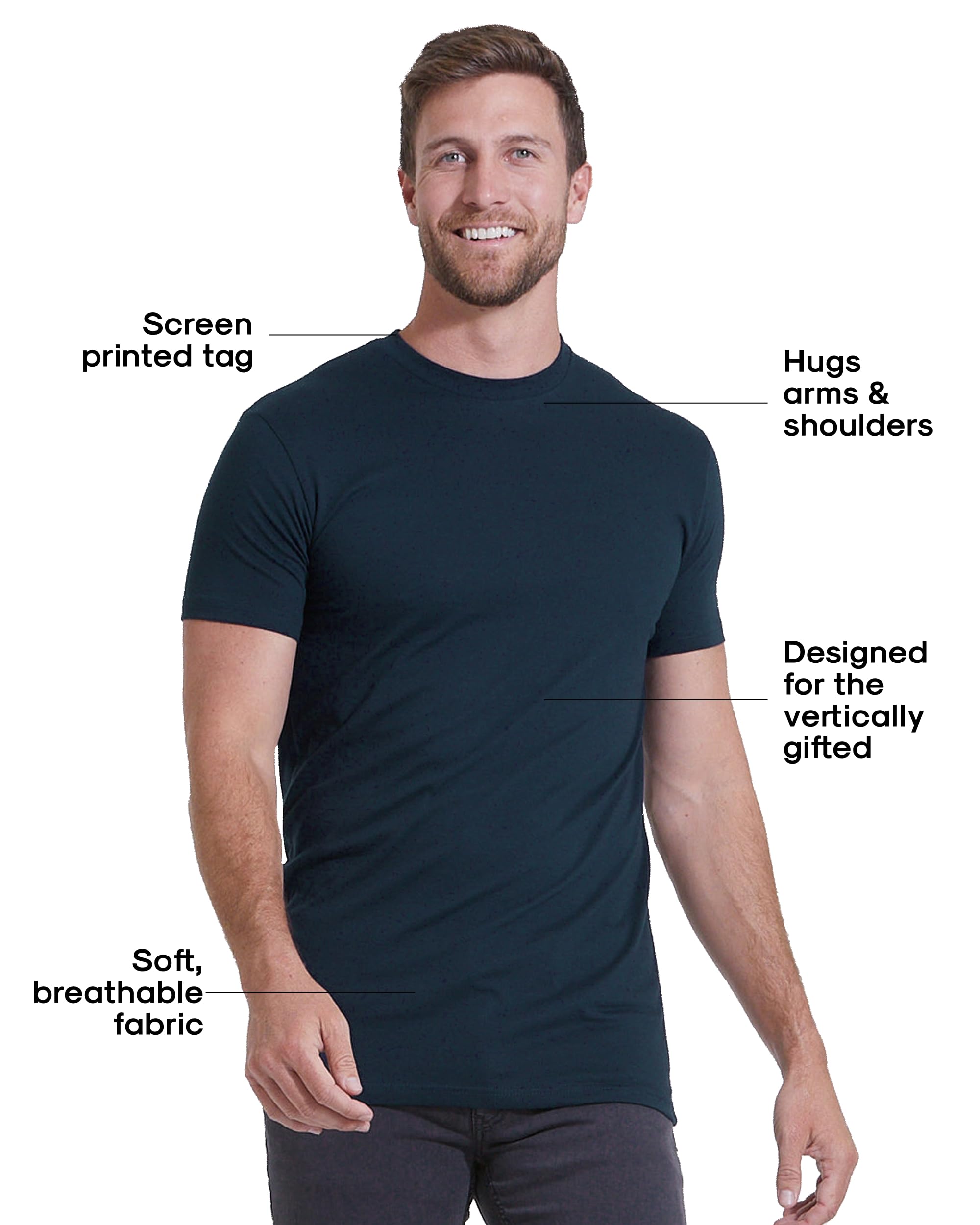 True Classic Mens T-Shirts - Short Sleeve Crew Neck Plain Novelty T Shirt for Men, Pack of 1, Navy, L