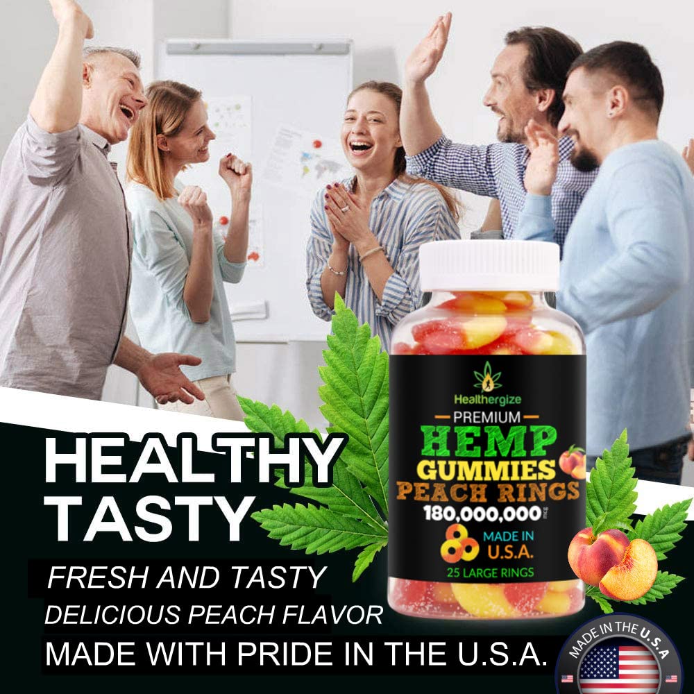 2PACK Hemp Gummies-Fresh Butterflies and Delicious Hemp Gummy Peach-for Sleep, Calm and Relax-Inflammation Natural Hemp Party-Made in USA