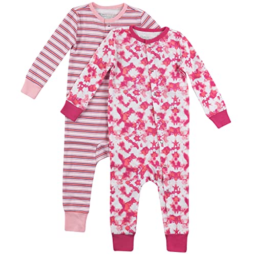 Hanes Baby Girls Play Suits, Ultimate Flexy Knit And Sleep Playsuits, Pajamas 2-pack Bodysuit, Pinks, 18M-24M US