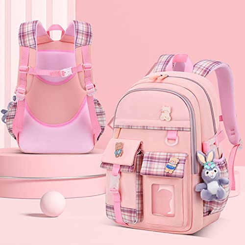 ZTGD Kawaii Backpack with Kawaii Rabbit Pin and Accessories Cute Kawaii Backpack for School Bag Kawaii Girl Backpack Cute Pink