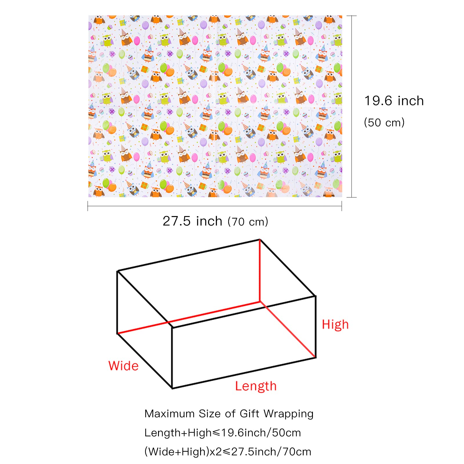 LeZakaa Birthday Wrapping Paper Sheet - 12 Sheet with 6 Different Animal Design for Kids, Boys, Girls -27.5 x 19.6 inches Per Sheet