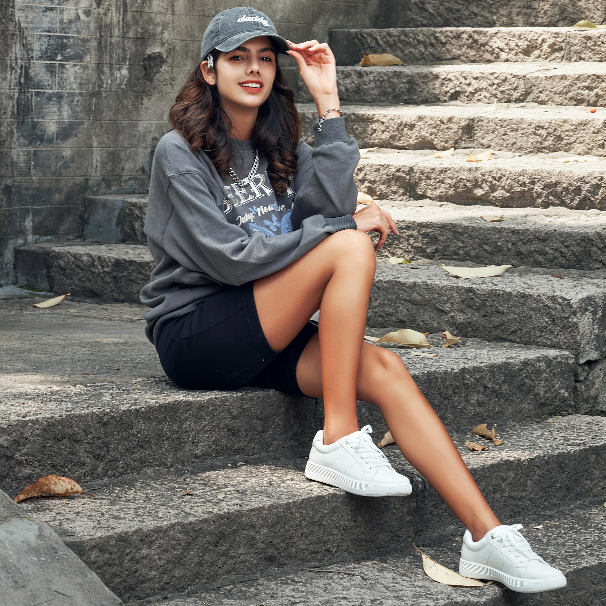 Vepose White Sneakers 8013 Casual Fashion Low Top Comfortable Classic Shoes for Women Size 7(CJY8013 All White 07)