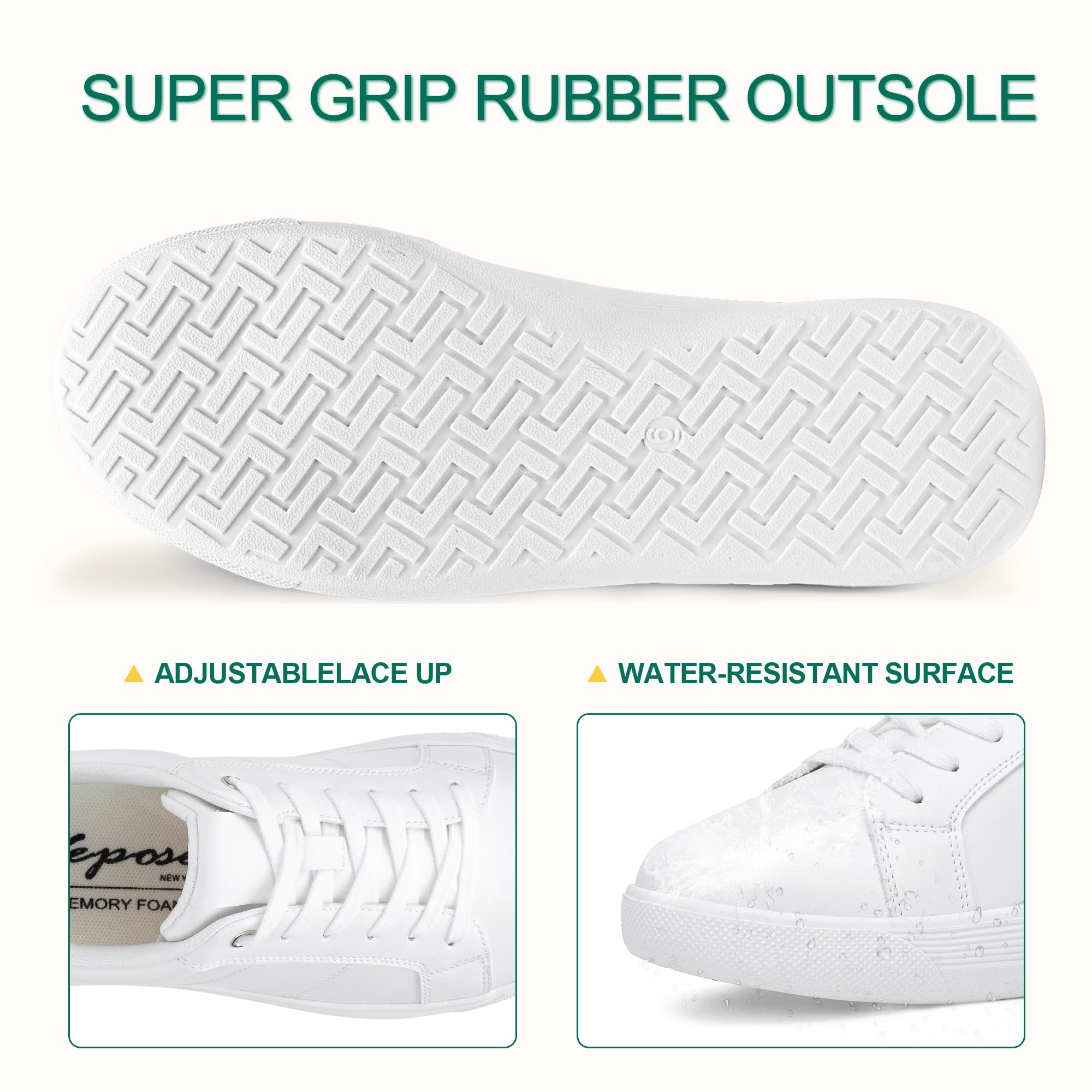 Vepose White Sneakers 8013 Casual Fashion Low Top Comfortable Classic Shoes for Women Size 7(CJY8013 All White 07)
