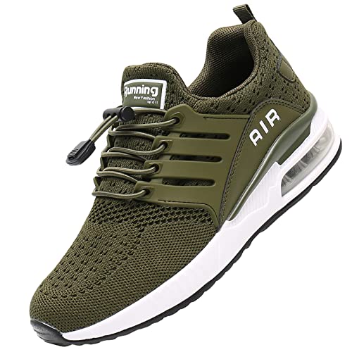 FINOTAR Men Running Shoes Lightweight Breathable Fashion Sneakers Air Mens Walking Shoes Tennis Jogging Gym Travel Outdoor Sports Shoes Green 6.5