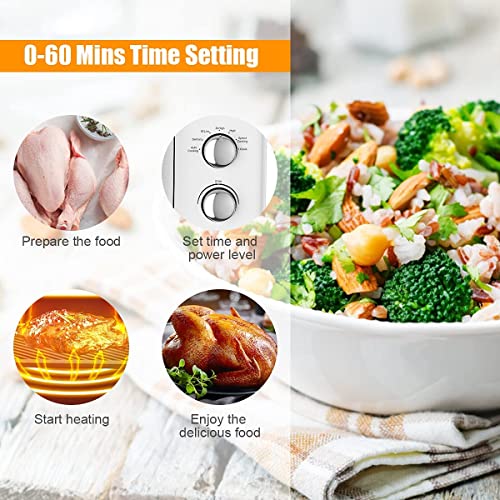 MEDIMALL 0.9Cu.ft Retro Countertop Microwave Oven, 900W Digital Microwave Ovens with 5 Micro Power Levels, LED Display, Easy Clean Interior and Child Lock, Vintage Countertop Microwave (White)