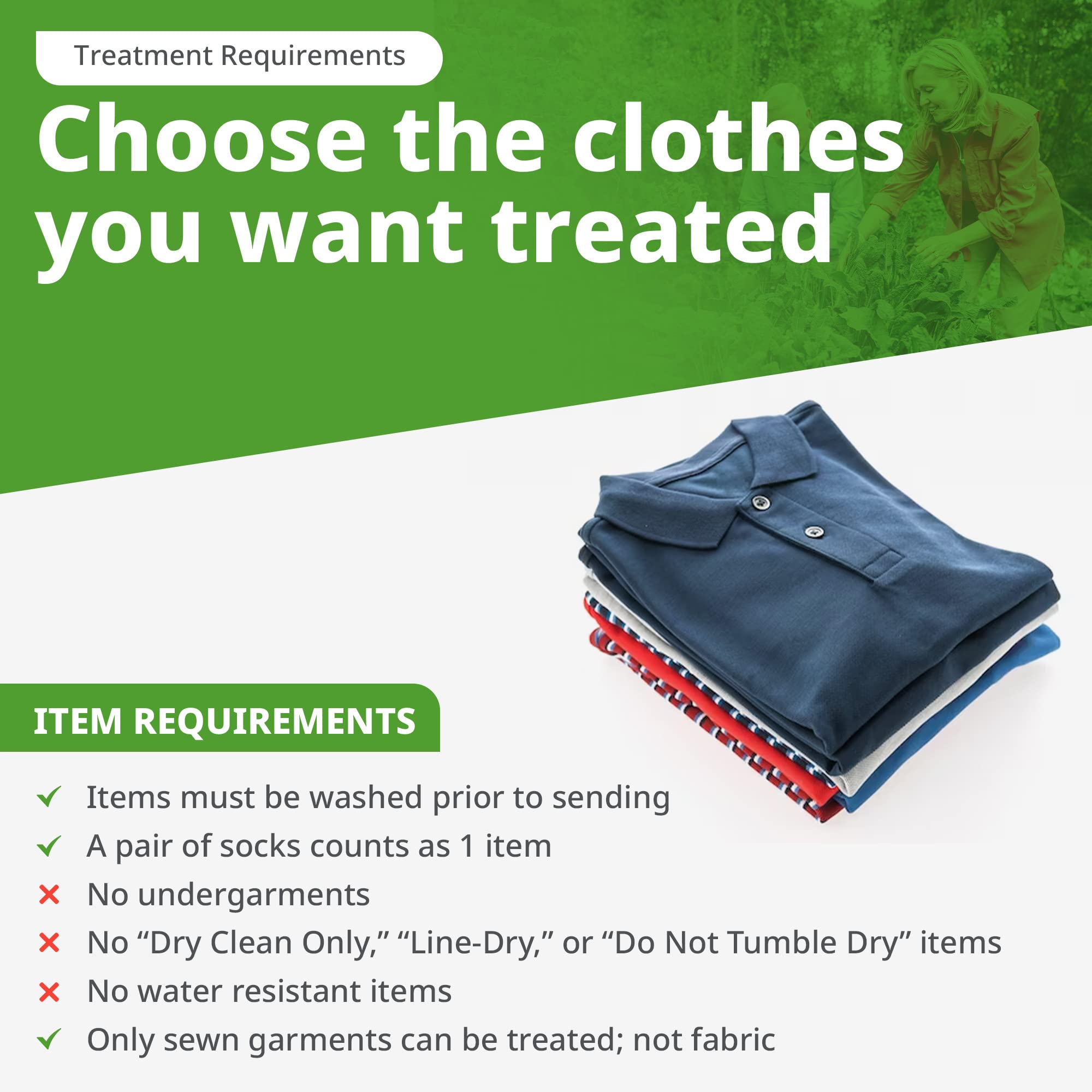 Insect Shield Easy Pack - Send in Your Clothes for Permethrin Repellent Treatment - Service for Your Own Clothes - 21 Day Turnaround Time