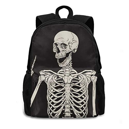 Cool Halloween Laptop Backpack Rock Roll Skull Hippie Tablet Bag Travel Business College Rucksack Casual Outdoor Camping Daypack for Women Men