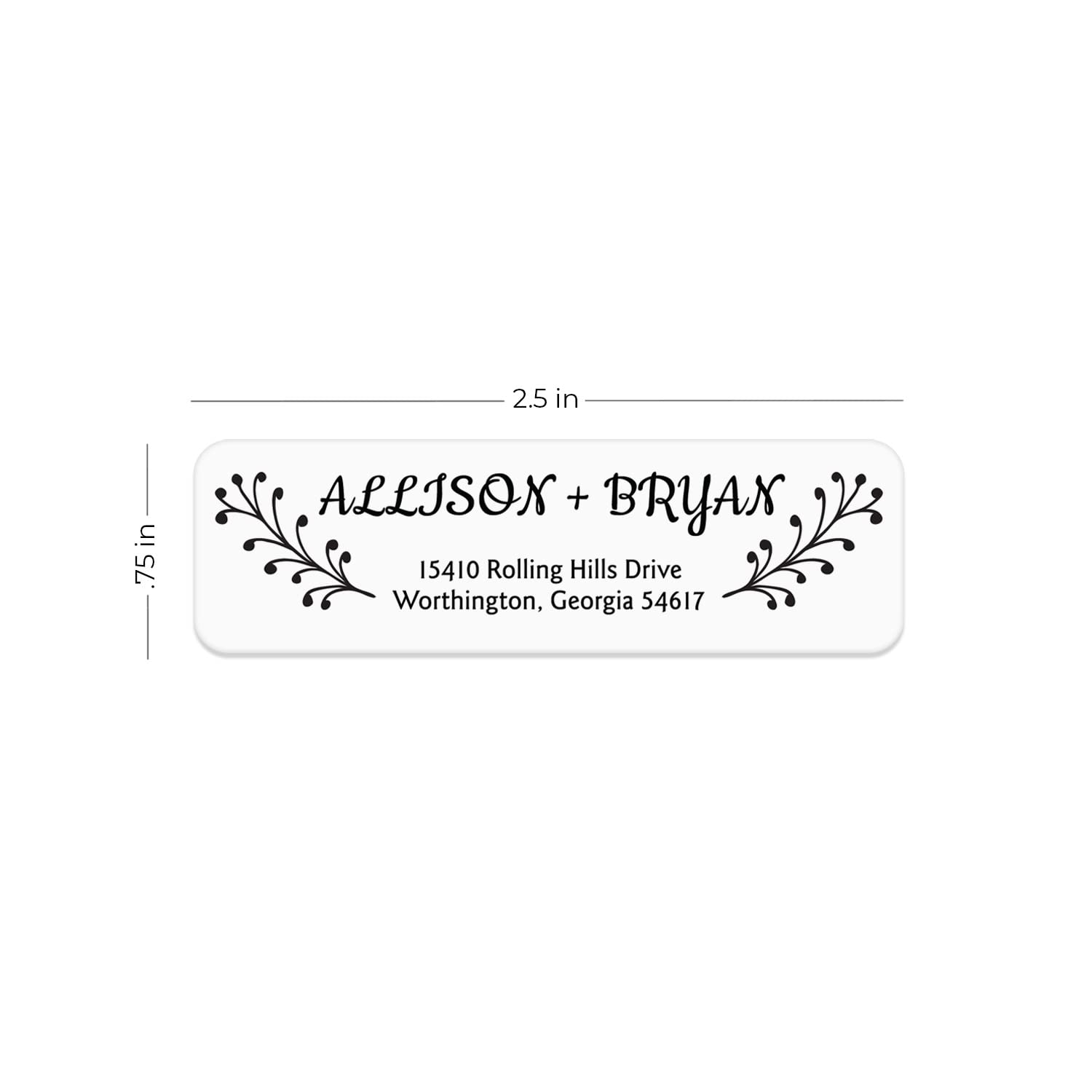 Modern Black and White Rolled Address Labels / 250 Personalized Return Address Labels/Designer Address Stickers in Elegant Plastic Dispenser