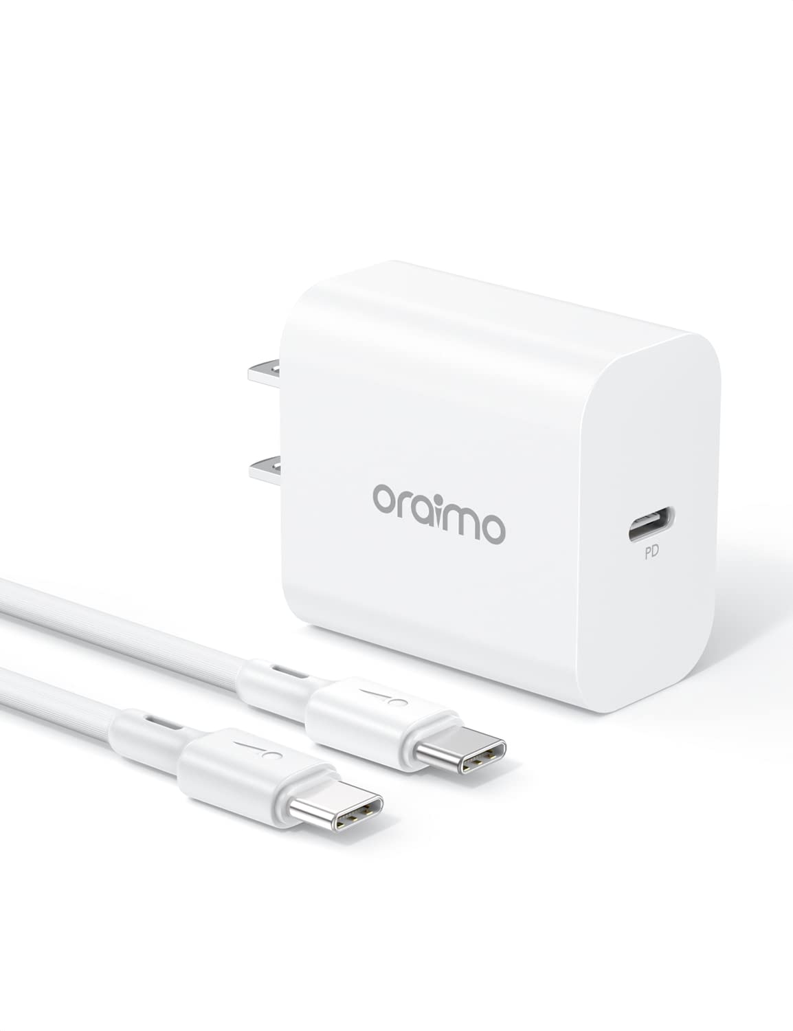 oraimo 20W USB C Charger Block with USB C to C Fast Charging Cable for iPad Pro 12.9, iPad Air 4/ Air 3/ Pro 12.9/ Pro 11, Google Pixel