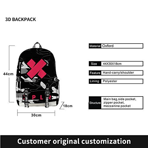 XPLR Season 2 Merch Black Camo Backpack Sam and Colby Teen Backpack Three Piece Travel Backpack (suit 1)