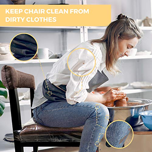 4 Pack Large Plastic Chair Covers for Dining Room, Clear Chair Seat Protectors with Adjustable Belt Strap Fits 18” – 22” Seats, Waterproof & Scratch Resistant Heavy Duty PVC Dining Chair Covers