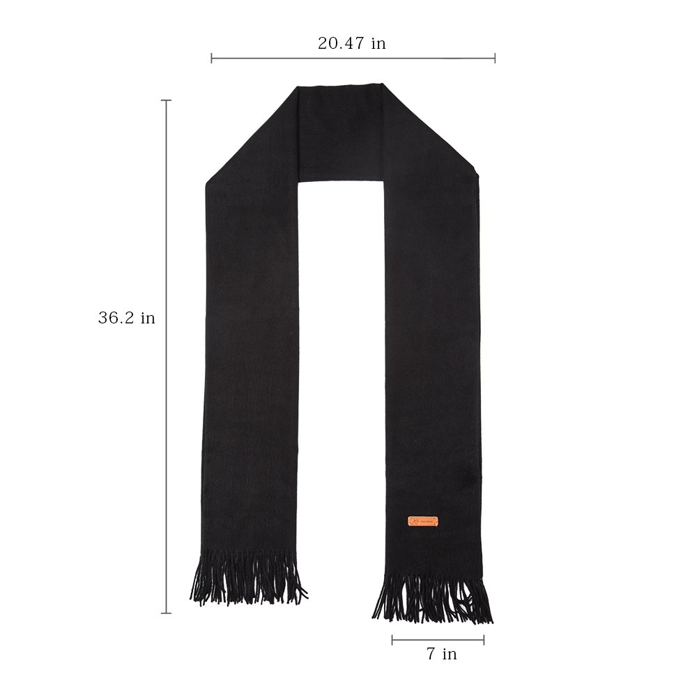 Pengzitou Cashmere Scarf For Womens Mens Super Soft Fashion Long Tassel Blue Scarf(80.7X25.6 In (Black 1)
