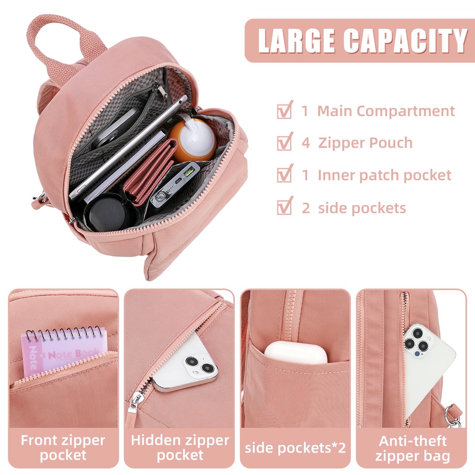 Vendra Moka Mini Waterproof Backpack Purse for Women and Men,Small Travel Daypack