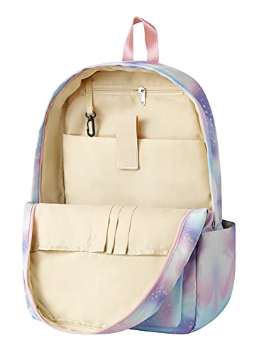 Backpack for Teen Girls School Backpack Bookbag Set with Lunch Box and Pencil Bag Water-Resistant & Light weight (Blue Galaxy)