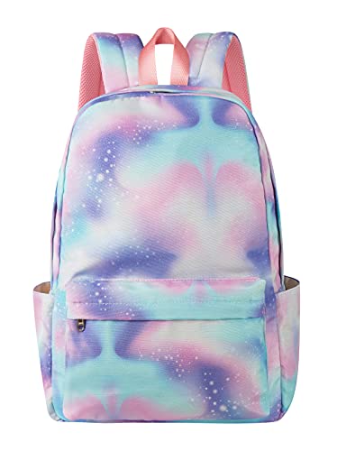 Backpack for Teen Girls School Backpack Bookbag Set with Lunch Box and Pencil Bag Water-Resistant & Light weight (Blue Galaxy)